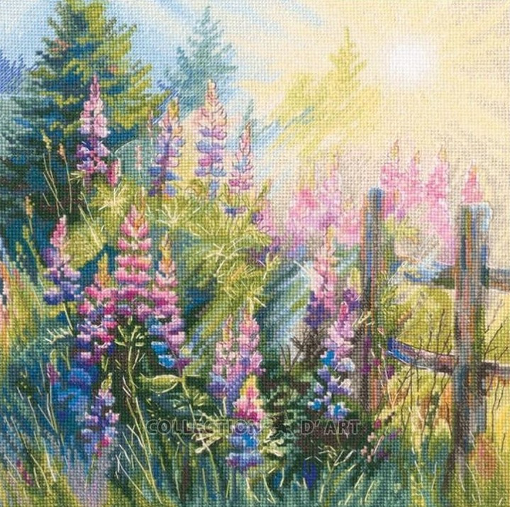 M1067 Lupine Summer 24x24 cm - E-kuckó needlework webshop
